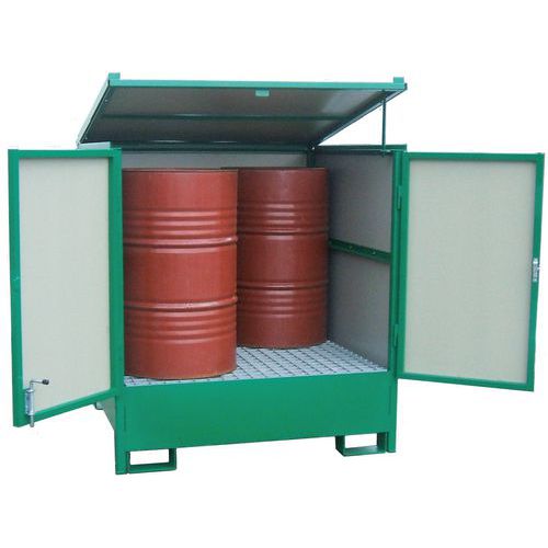 Box mit Auffangwanne aus Metall zur Lagerung von Fässern - 220 und 440 ...