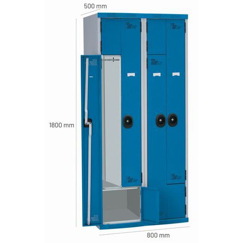 Spind mit L-Türen - 1 und 2 Säulen, Breite 400 mm - mit Sockel - Acial ...