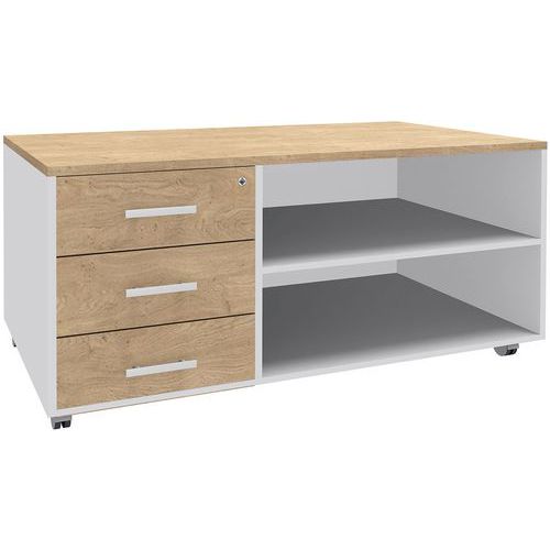 Sideboard mit Rollen, Hochglanzgriff, 3 Schubladen, Urban - Manutan.ch